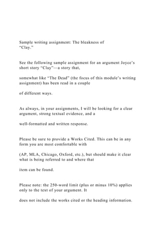Sample writing assignment The bleakness of Clay.” S.docx