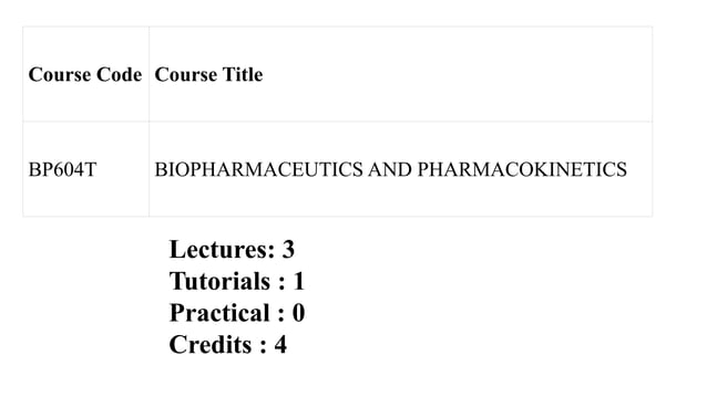Sample Zero Lecture PPT bp604t biopharmaceutics and phamacokinetics | PPTX