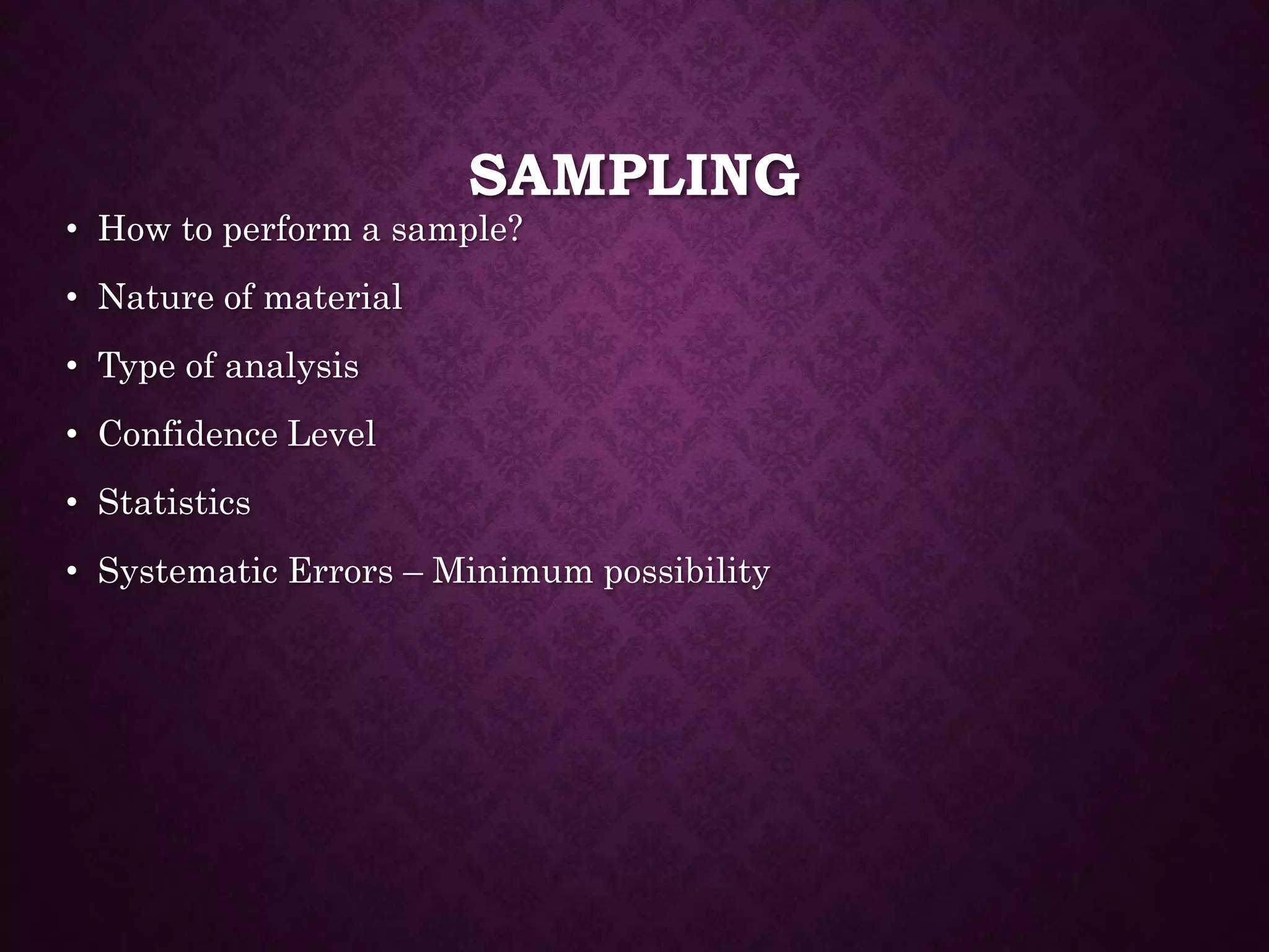 Sampling in Analytical Chemistry | PPTX