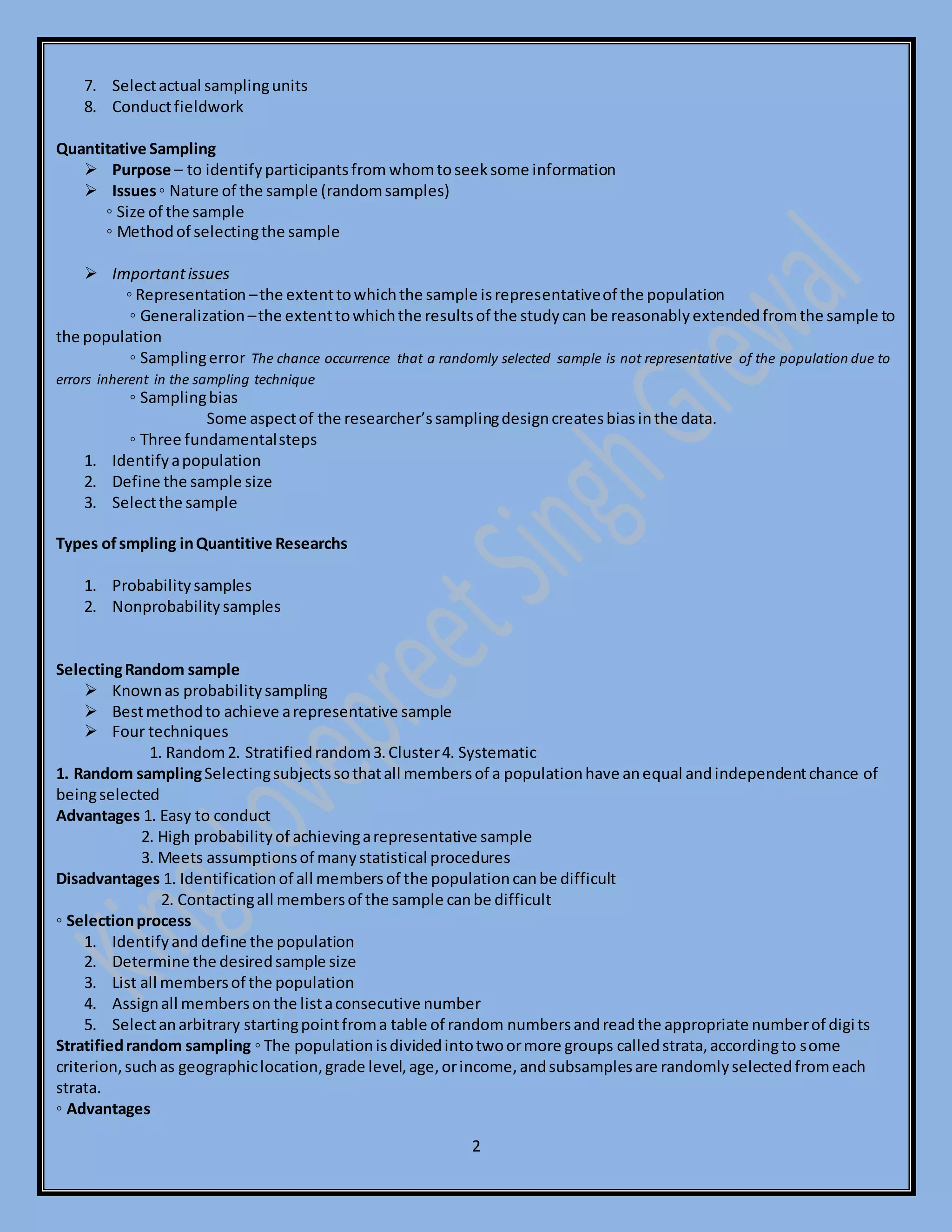 Sampling ,types ,advantages and disadvantages of the sampling | DOCX