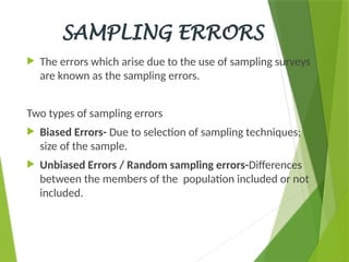 SAMPLING and its types and sampling errors | PPT