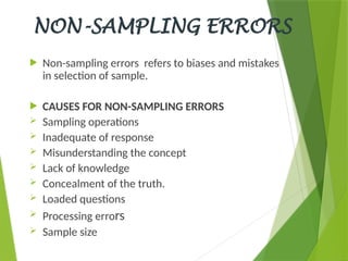 SAMPLING and its types and sampling errors | PPT