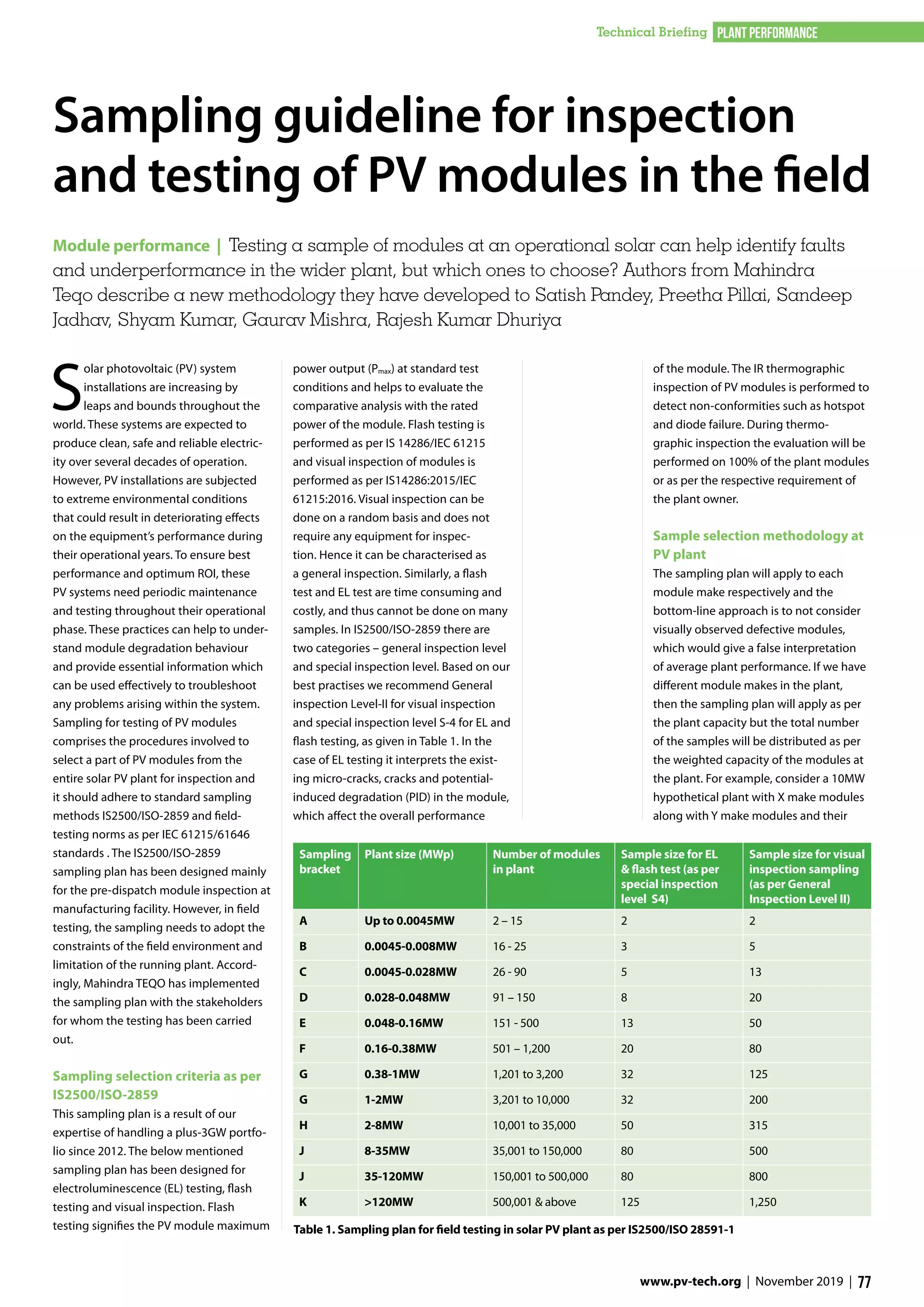 Sampling guideline for inspection | PDF