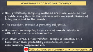 YouTube- full lecture- sampling Technique- Notes | PDF