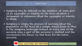 YouTube- full lecture- sampling Technique- Notes | PDF