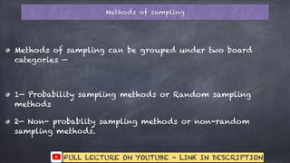 YouTube- full lecture- sampling Technique- Notes | PDF