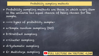 YouTube- full lecture- sampling Technique- Notes | PDF