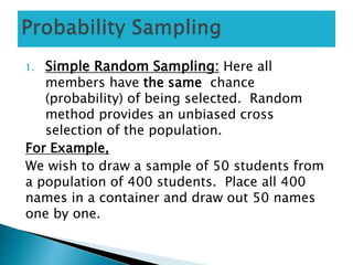 Sampling and its types of Biostatistics. | PDF