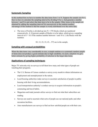 Sampling and methods of doing sampling Assignment | DOCX