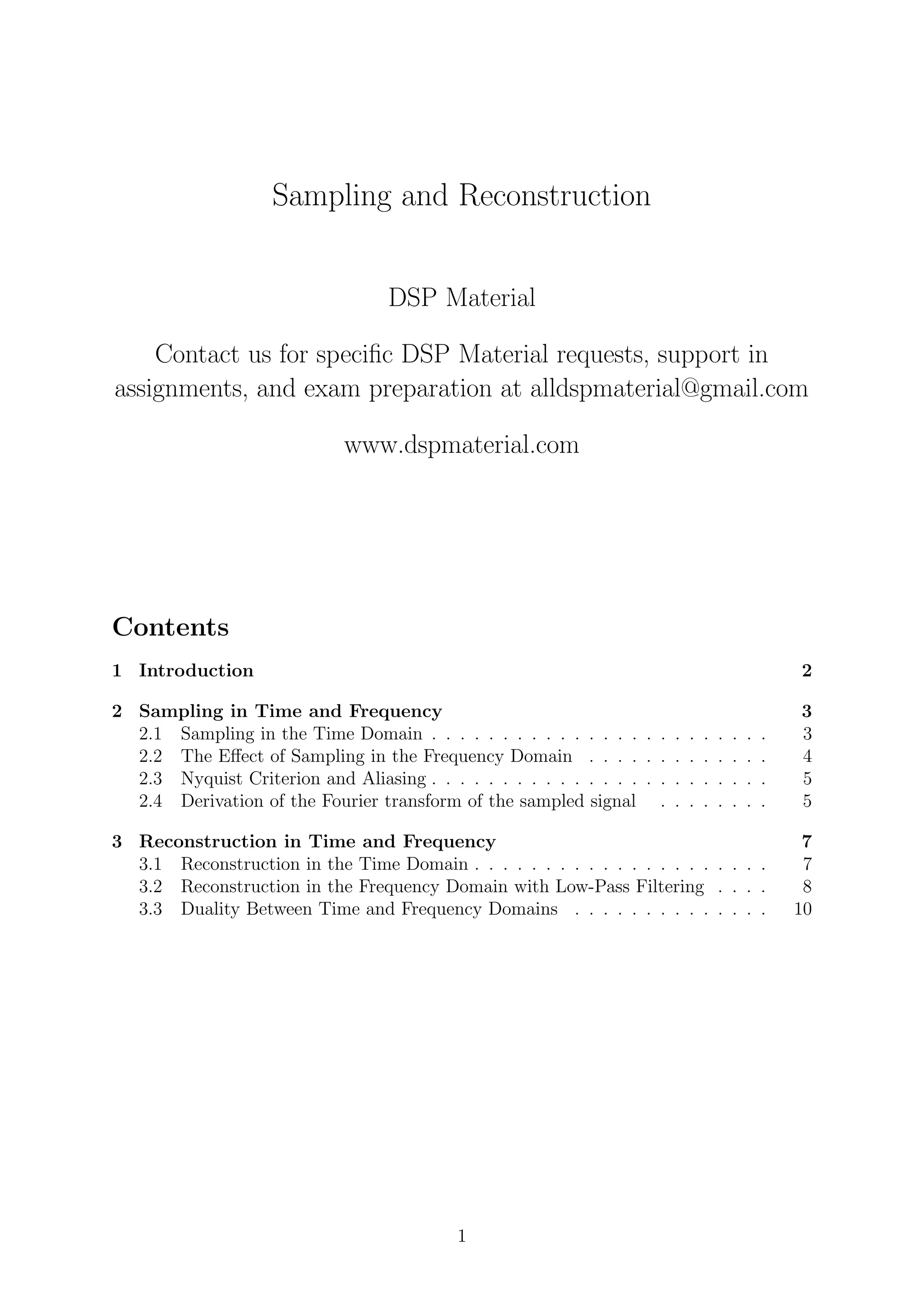 Sampling and Reconstruction DSP Material.pdf