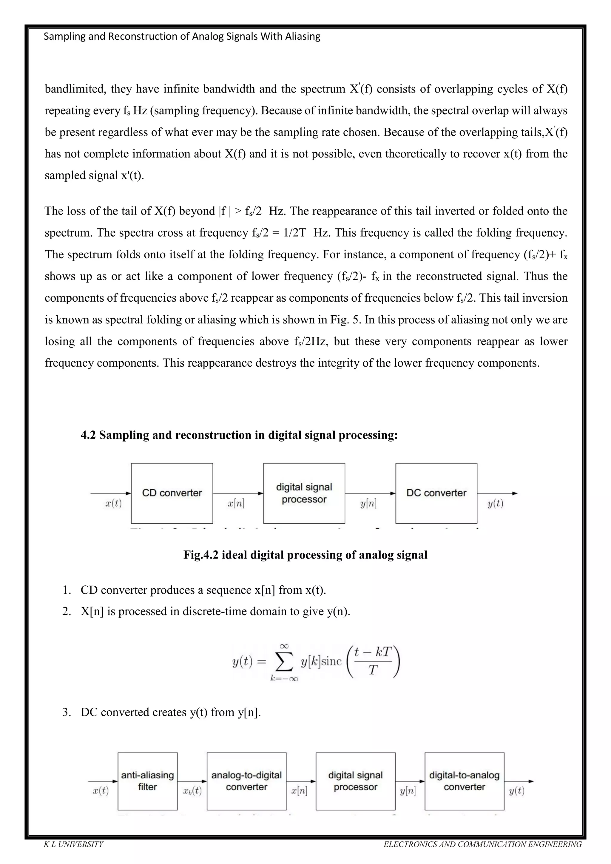Sampling And Reconstruction Of Signal Using Aliasing Pdf Digital