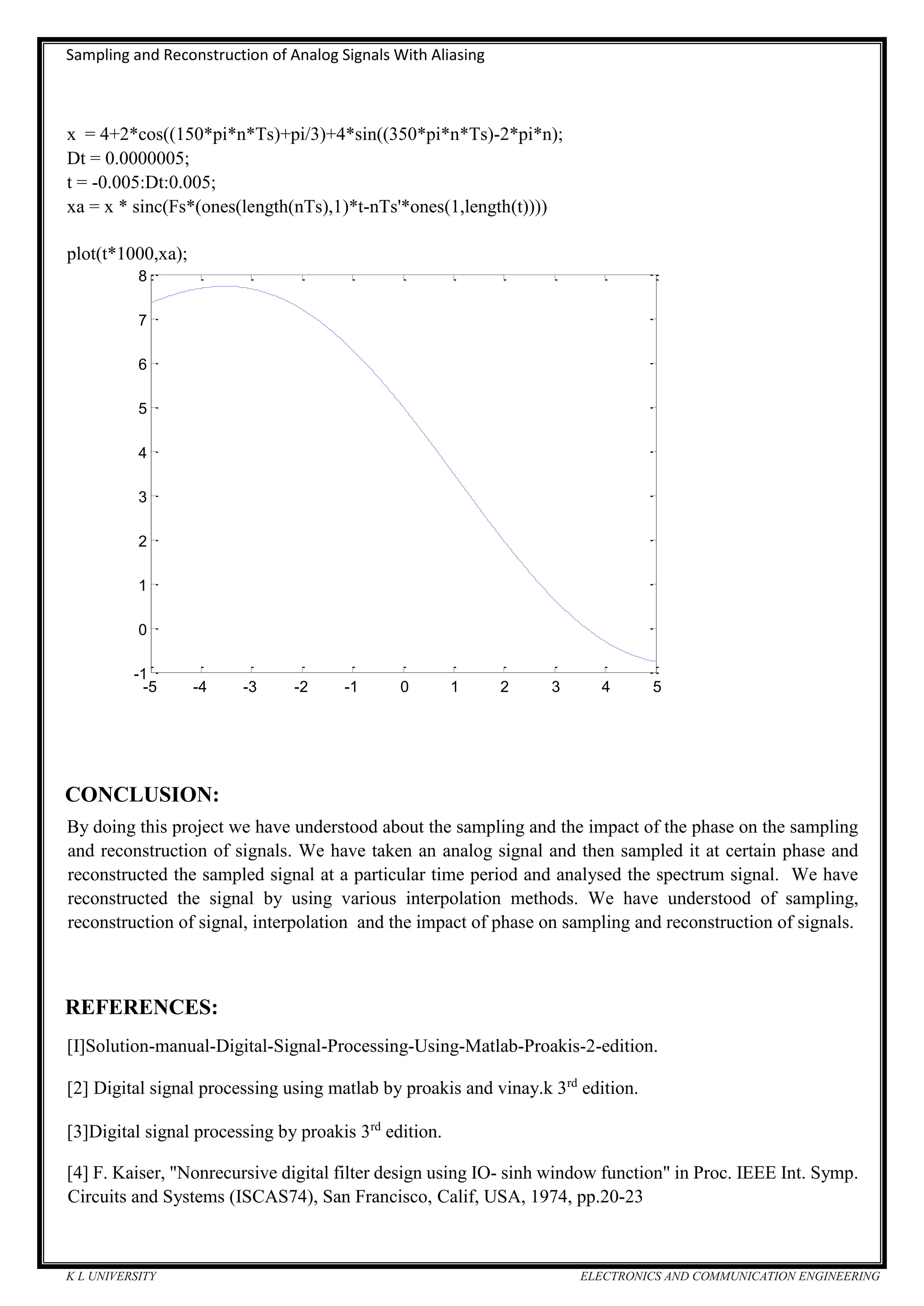 Sampling And Reconstruction Of Signal Using Aliasing Pdf Digital