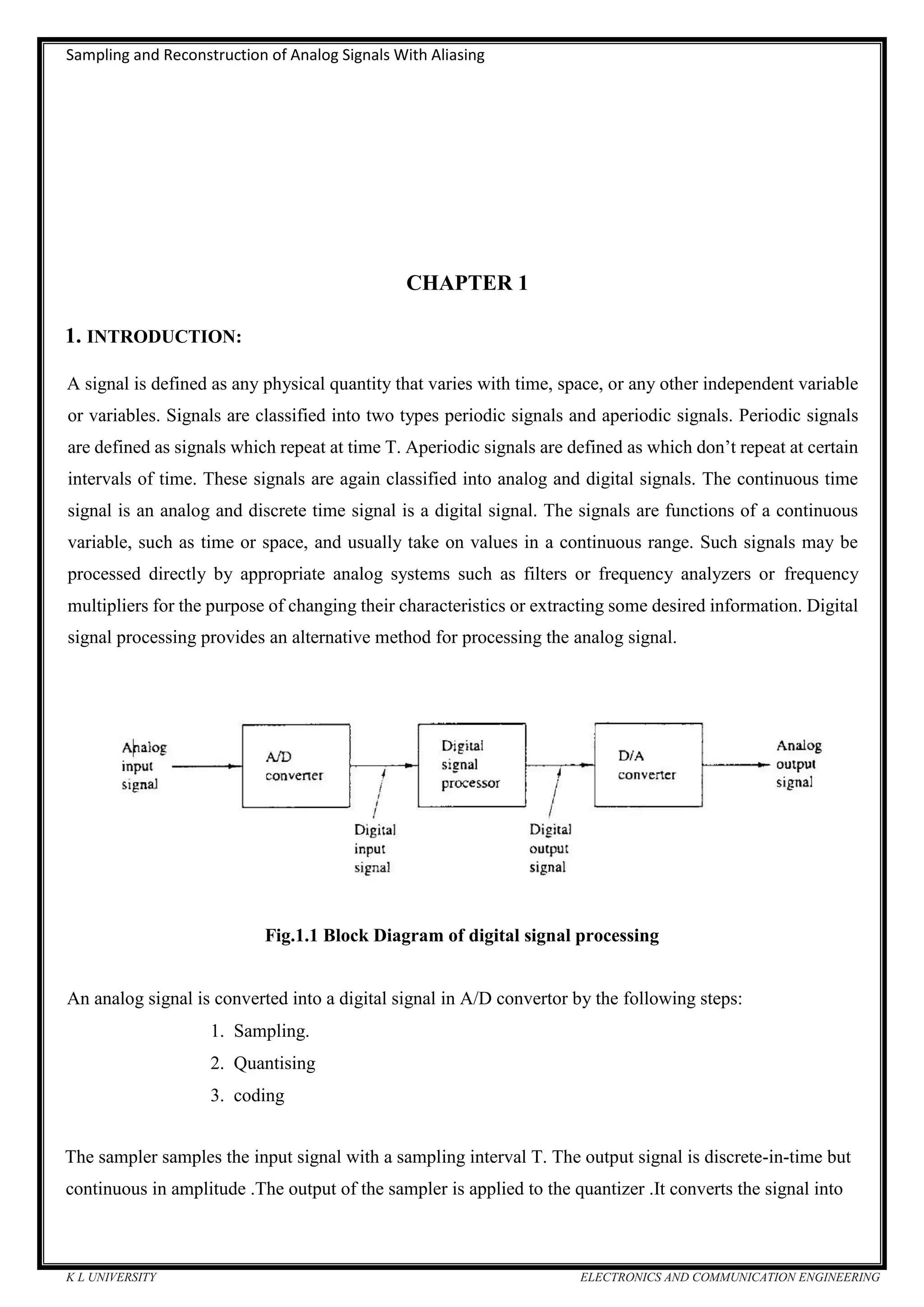 Sampling And Reconstruction Of Signal Using Aliasing Pdf Digital