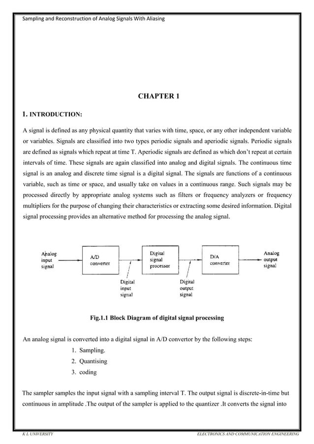 Sampling And Reconstruction Of Signal Using Aliasing Pdf Digital