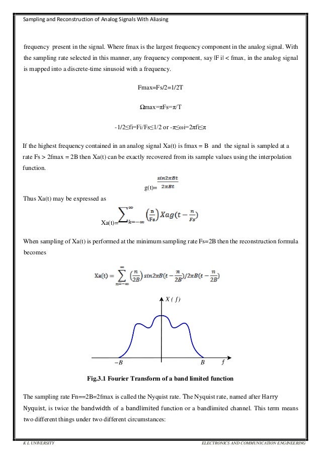 Sampling And Reconstruction Of Signal Using Aliasing