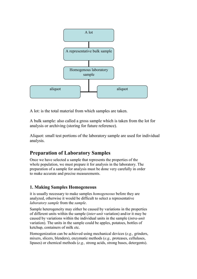 Sampling and sample preparation.slidesdoc | DOC | Chemistry | Science