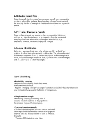 Sampling and sample preparation.slidesdoc | PDF