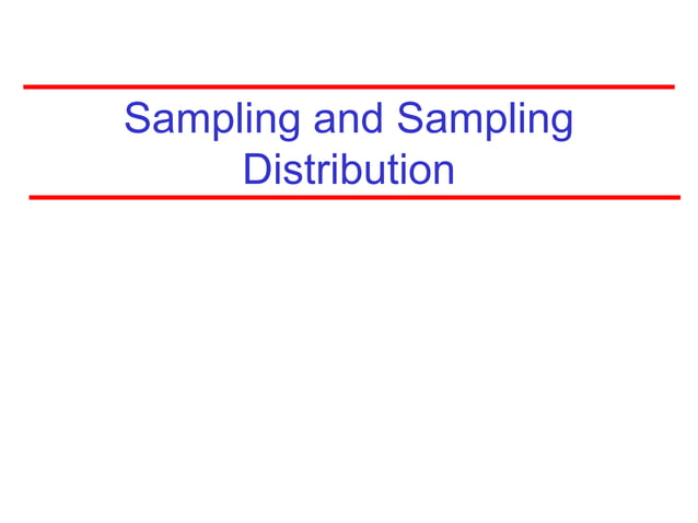 Sampling and sampling distribution | PPT