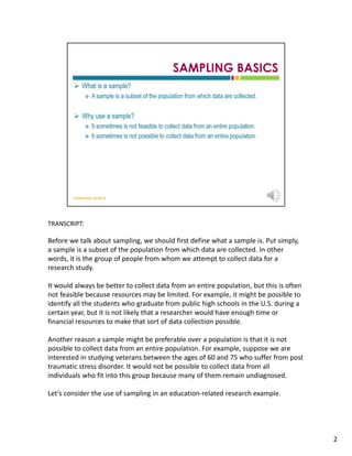 SAMPLING BASICS IN RESEARCH METHODLOGY $ | PDF