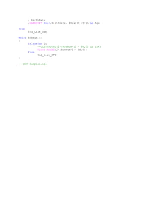 Sampling Data in T-SQL | PDF
