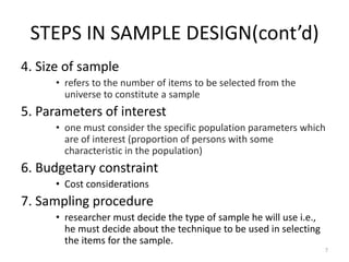Sampling design, sampling errors, sample size determination | PPTX