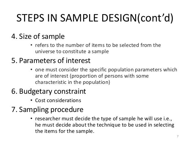 Sampling design, sampling errors, sample size determination
