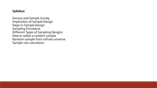 Sampling Design in Research Methodology. | PPTX
