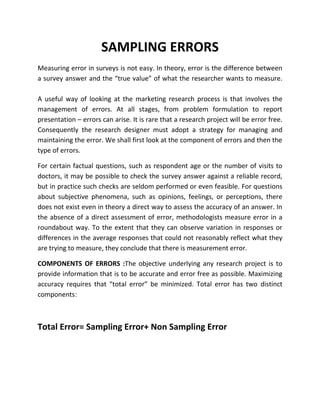 Sampling Errors | PDF