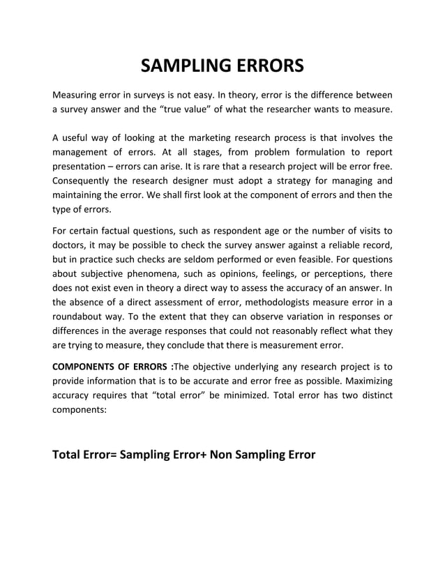 Sampling Errors | PDF