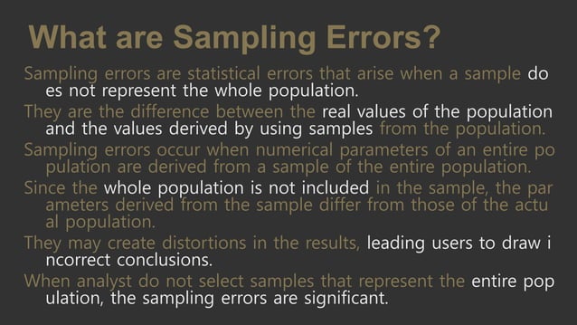 Errors in Sampling - Types, Examples and Concepts | PPTX | Science