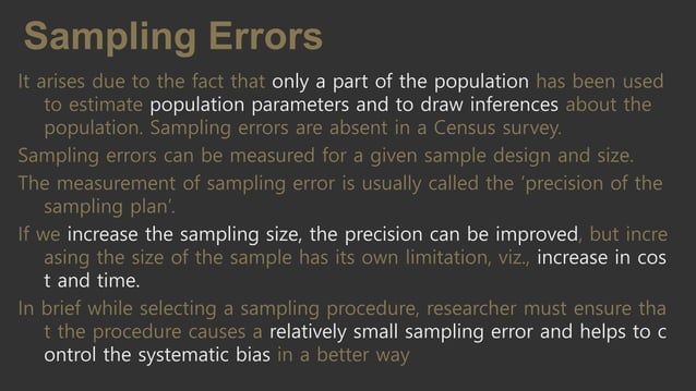 Errors in Sampling - Types, Examples and Concepts | PPTX | Science
