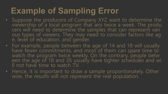 Errors in Sampling - Types, Examples and Concepts | PPTX | Science