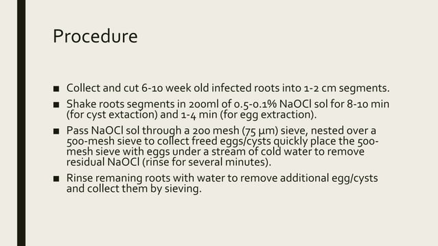 Sampling,extraction and identification of plant parasitic nematodes PPN ...