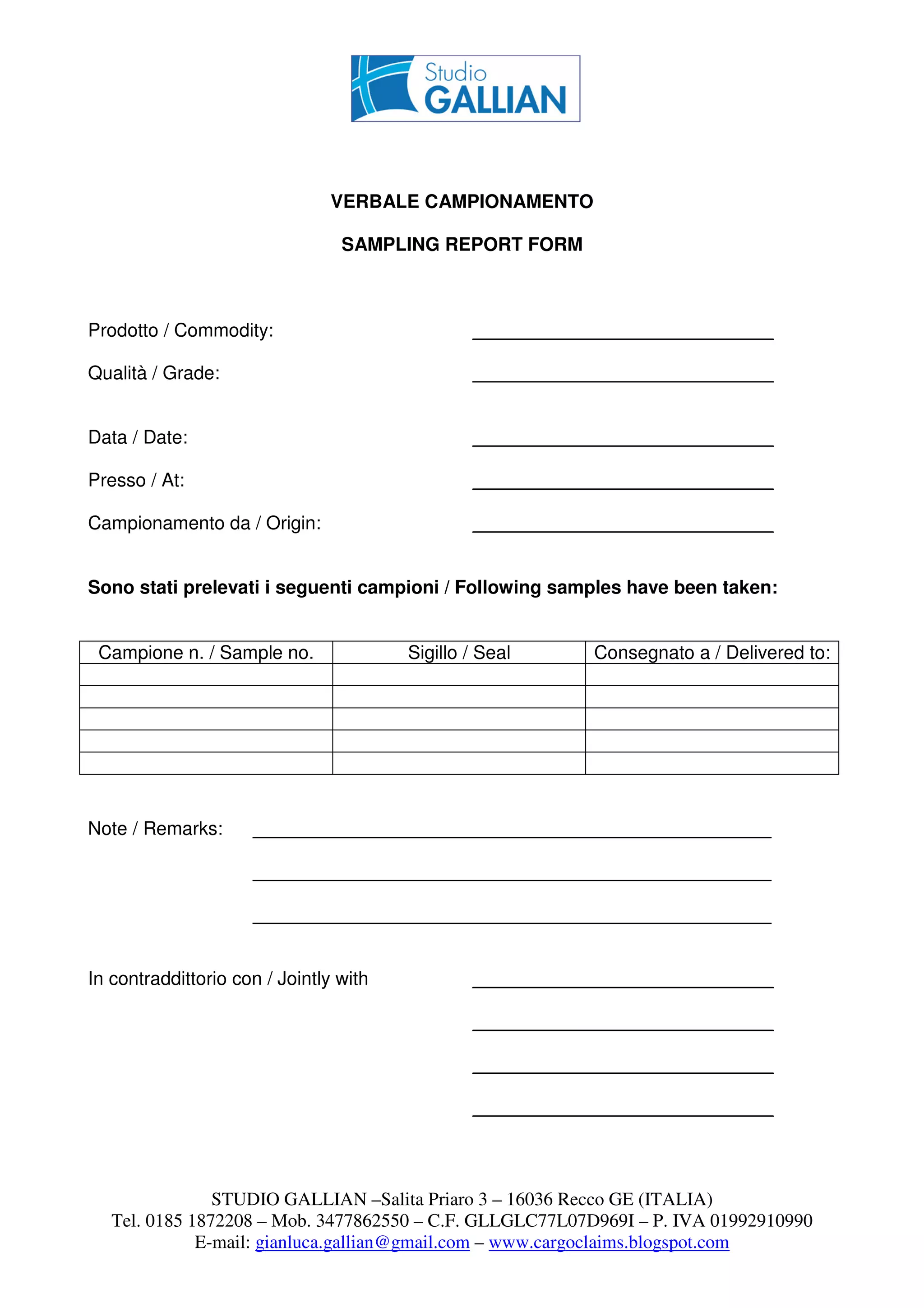 SAMPLING FORM SG | PDF