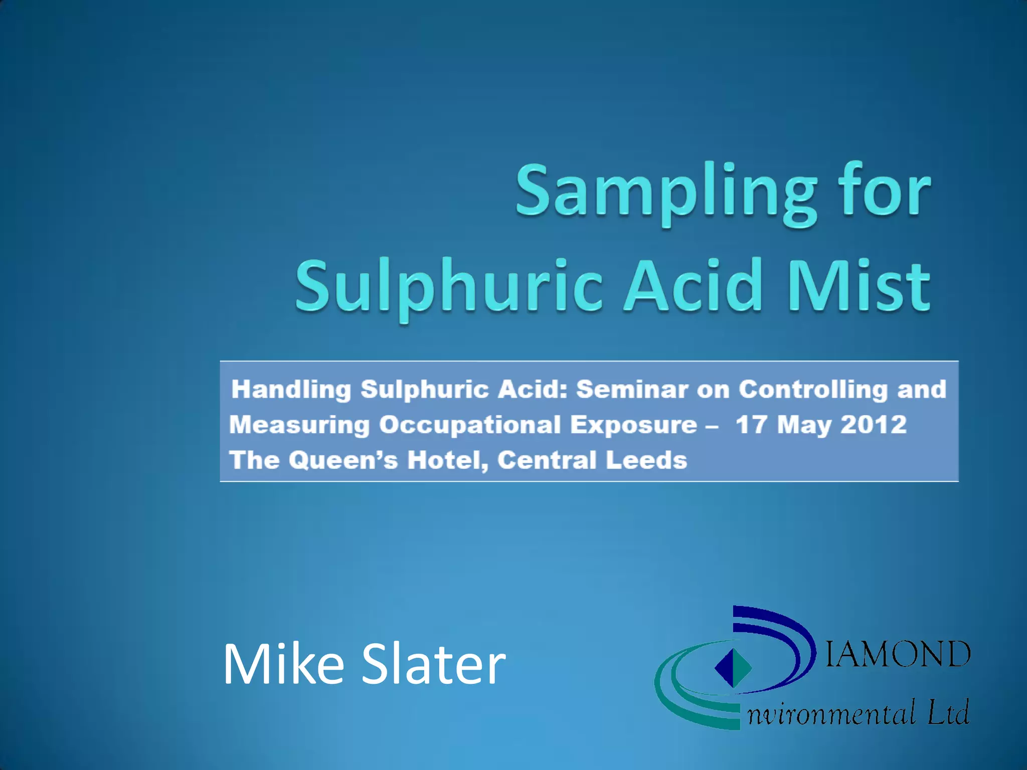 Sampling for sulphuric acid mist version for slideshare | PDF