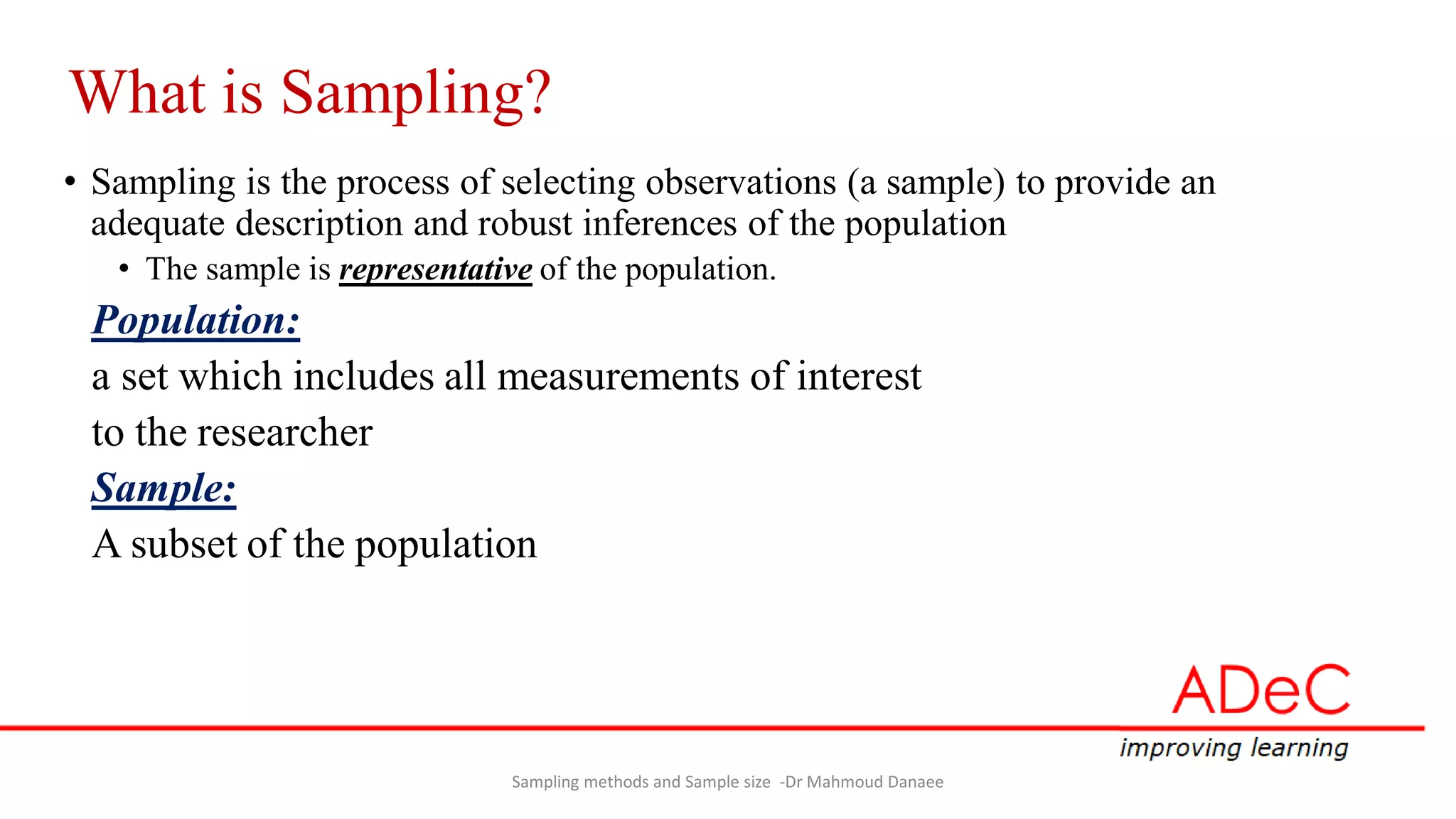Sampling methods and sample size | PDF