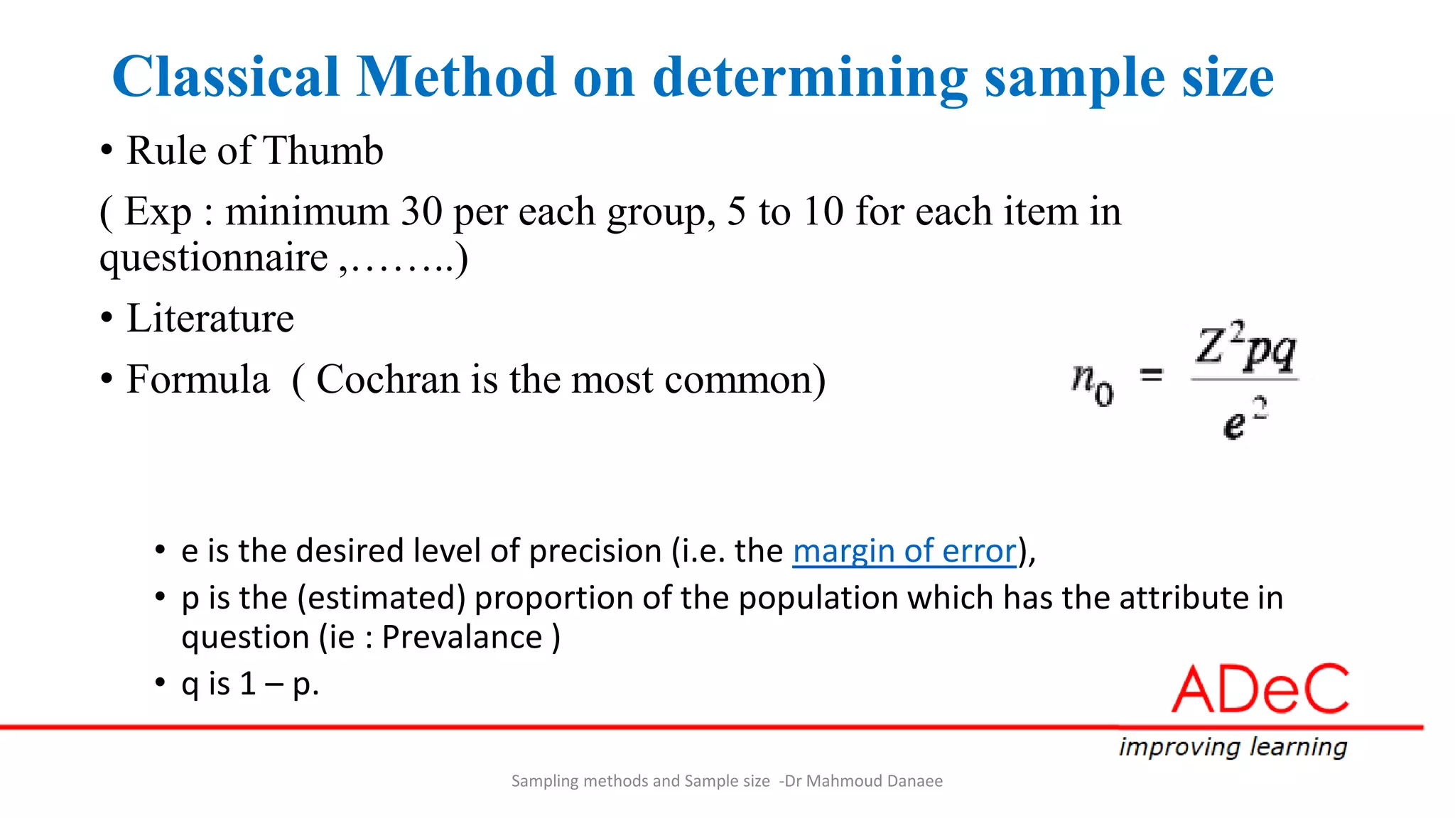 Sampling methods and sample size | PDF