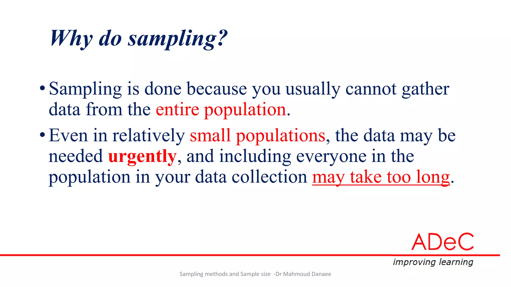 Sampling methods and sample size | PDF