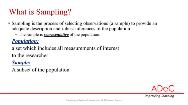 Sampling methods and sample size | PDF