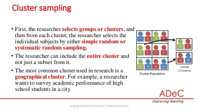 Sampling methods and sample size