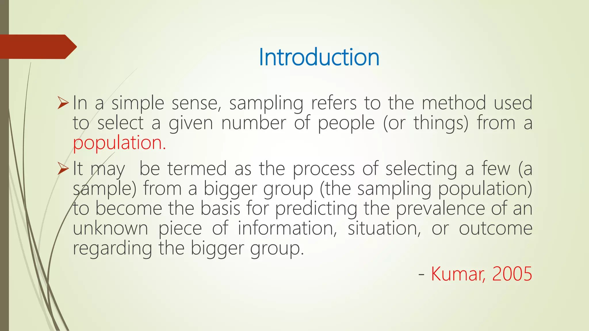 an introduction and characteristics of sampling, types of sampling and errors | PPTX