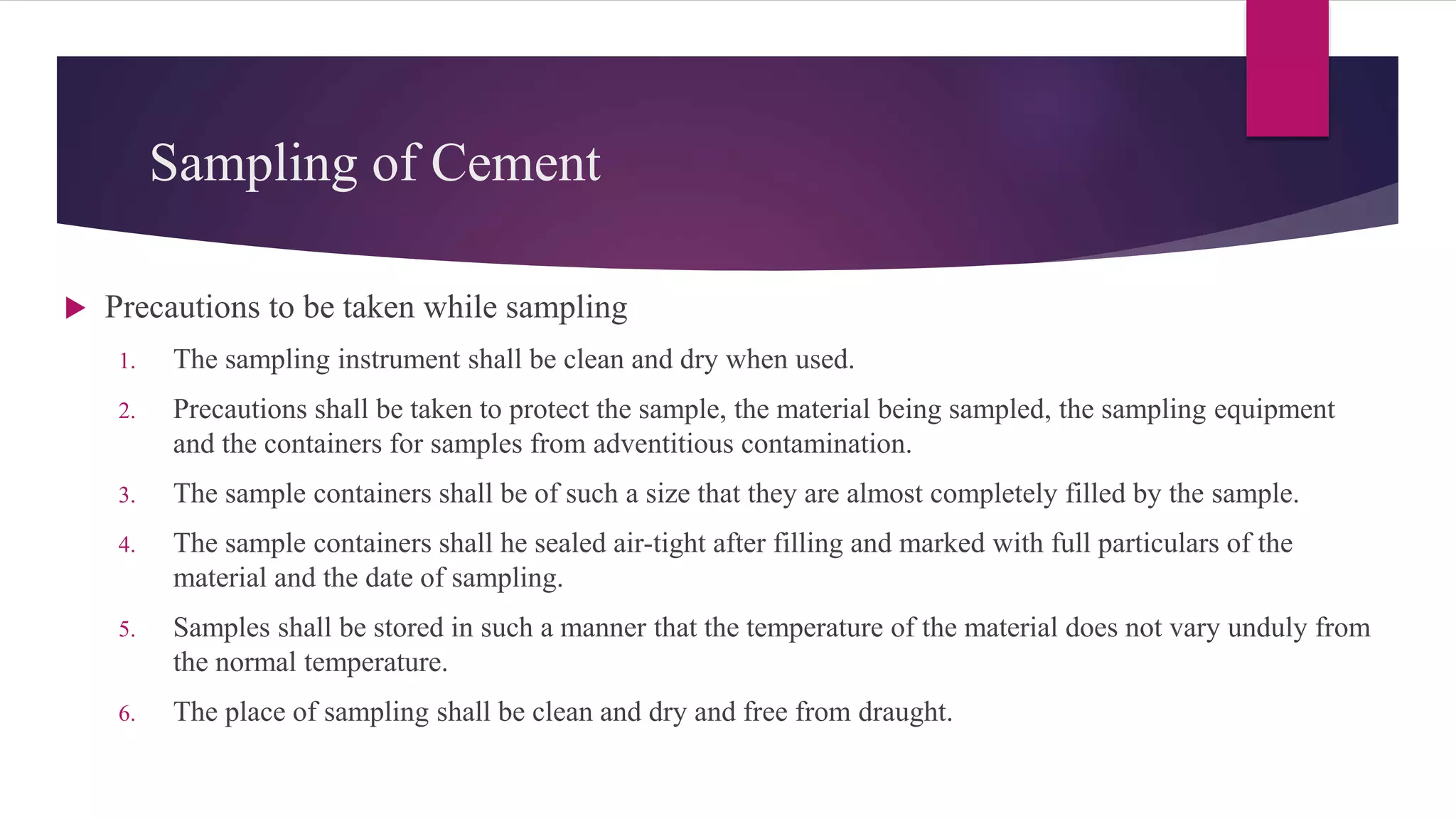 Sampling of cement & its tests | PPTX
