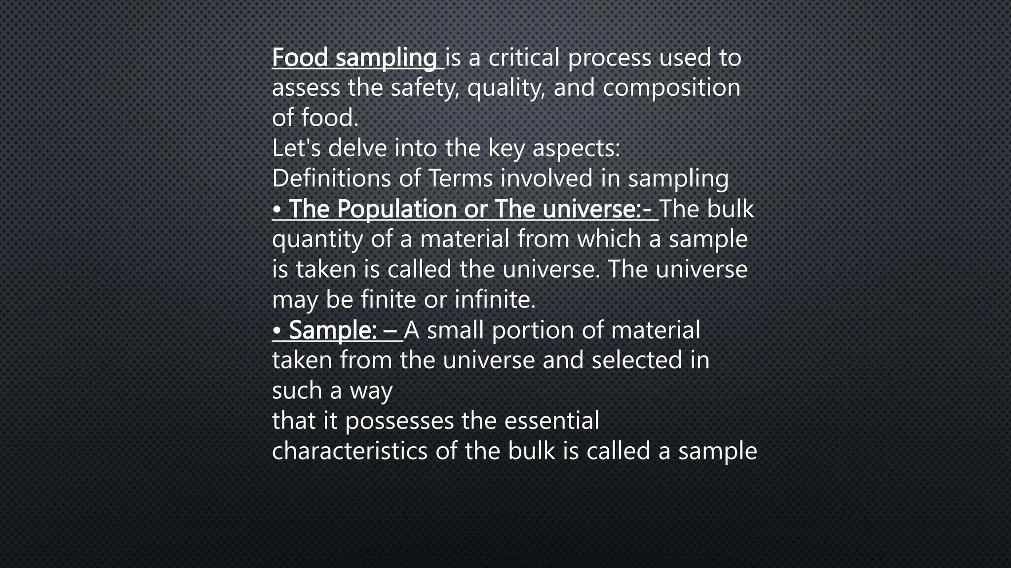 SAMPLING OF FOOD and theories. pptx | PPTX | Chemistry | Science
