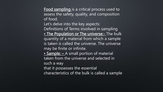 SAMPLING OF FOOD and theories. pptx | PPT
