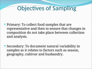 SAMPLING TECHNIQUES OF FOODS AND ITS TYPES | PPT