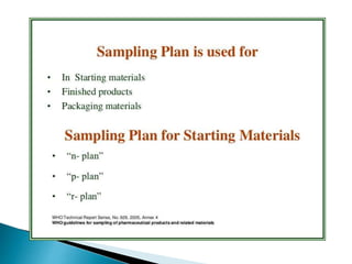 Pharmaceuticals Sampling plans and techniques | PPTX