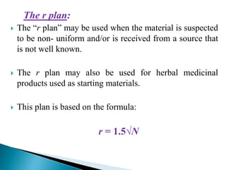 Pharmaceuticals Sampling plans and techniques | PPTX