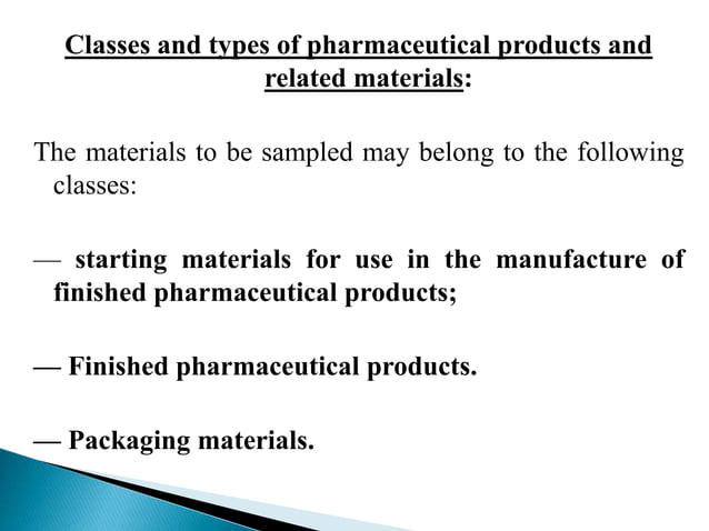 Pharmaceuticals Sampling plans and techniques | PPTX | Pharmaceutical ...