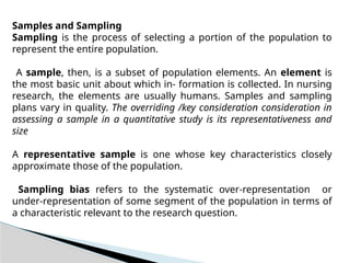 Sampling in Research and Statistics (Medicine & Nursing) | PPTX