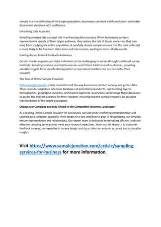 Sampling Services for Business Collecting Accurate and Representative ...